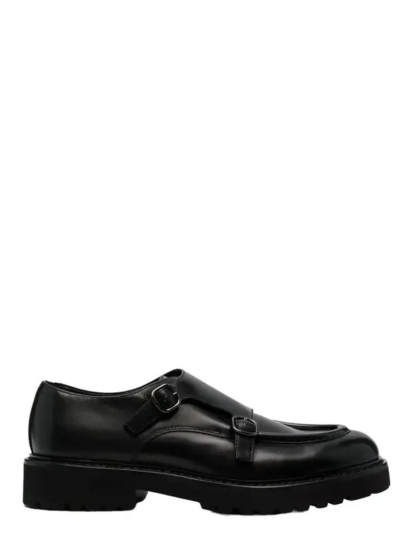 DOUCAL'S Double-buckle Leather Monk Shoes - Black