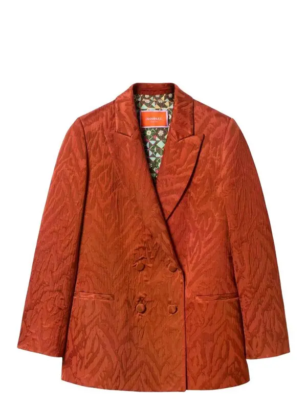 La DoubleJ Textured Double-breasted Jacket - Red