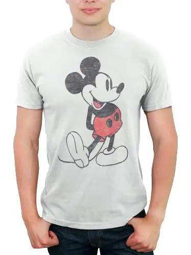 MICKEY & FRIENDS Distressed Mickey Mouse Pose Graphic T-shirt - White