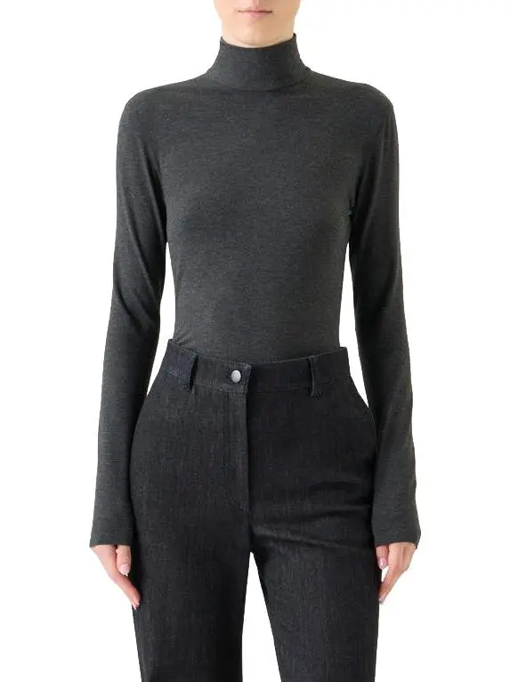 Akris Back Zip Turtleneck - Charcoal