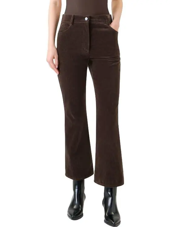 Akris Cali Stretch Velveteen Crop Bootcut Pants - Bark