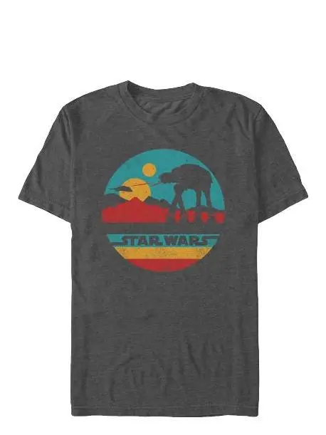 STAR WARS At-at Retro Circle Graphic T-shirt - Charcoal Heather