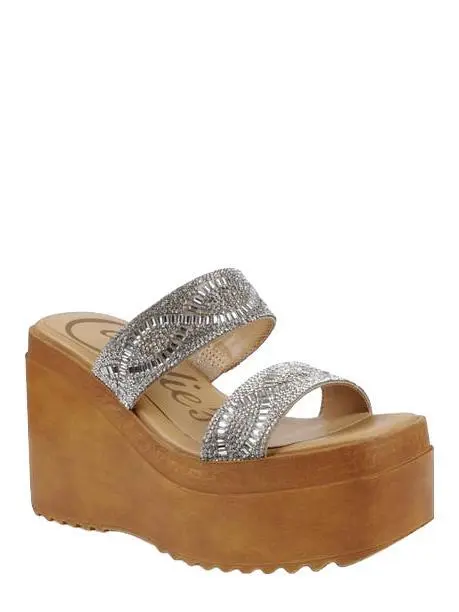 CANDIE'S Platform Wedge Sandal - Silver/beige Sudte