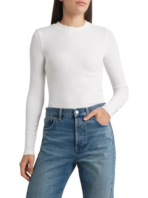 FRAME Rib Crewneck Top - White