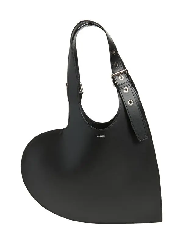 Coperni Heart Leather Tote - Black/black