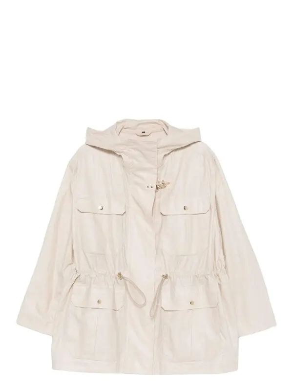 FAY Linen And Cotton Blend Parka Coat - White
