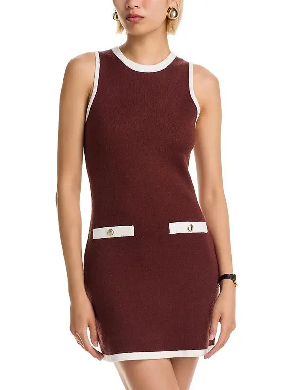 French Connection Ruthie Knit Mini Dress - Chocolate/porcelain Cream