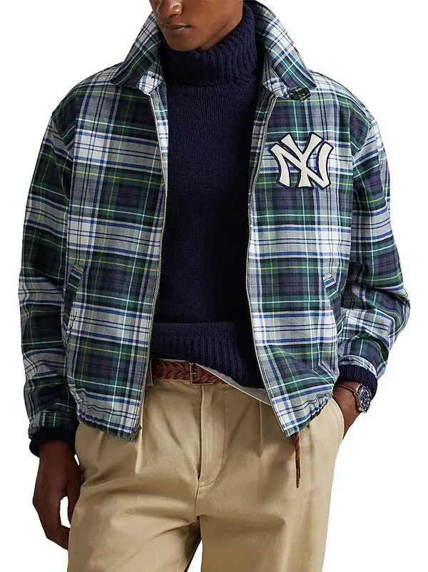 Ralph Lauren Plaid Yankees Oxford Jacket - White/green