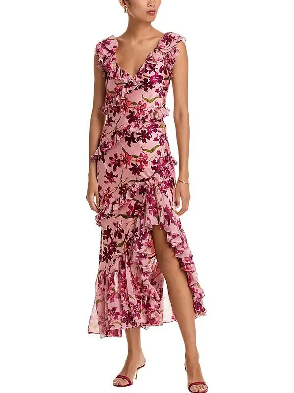 Cinq À Sept Trailing Hibiscus Ora Dress - Blush Peta