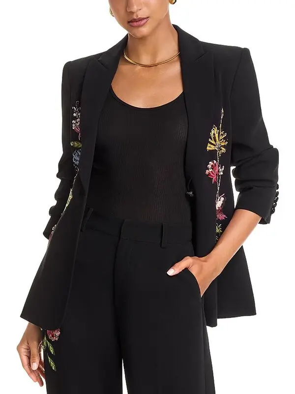 Cinq À Sept Floral Embroidered Blazer - Black/ Multi