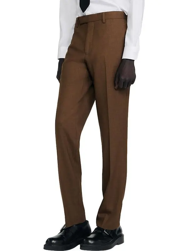 Sandro Wool Trousers - Tobacco Brown