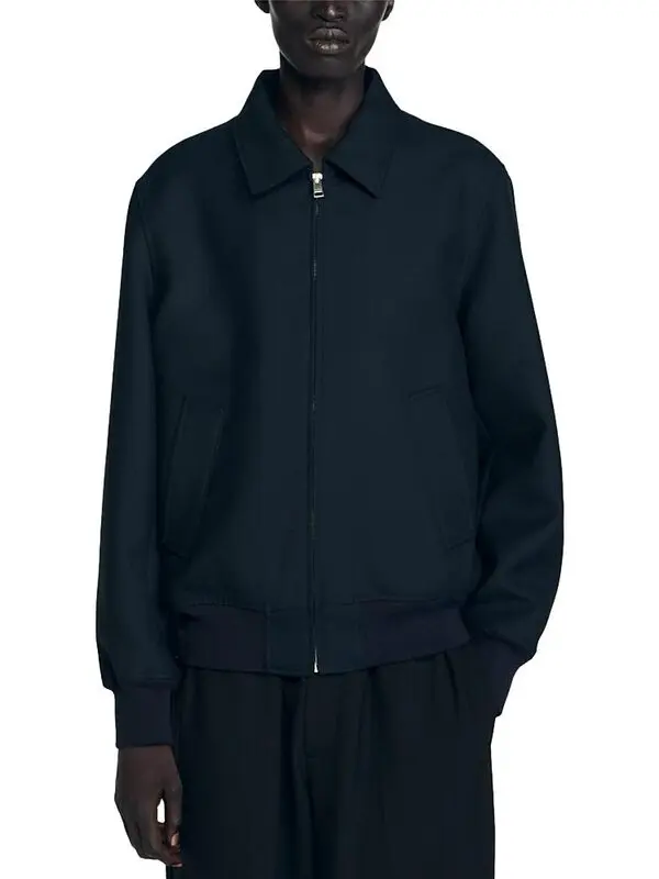 Sandro Zip Up Jacket - Navy Blue