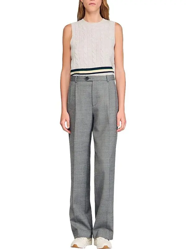 Sandro Straight Leg Trousers - Grey