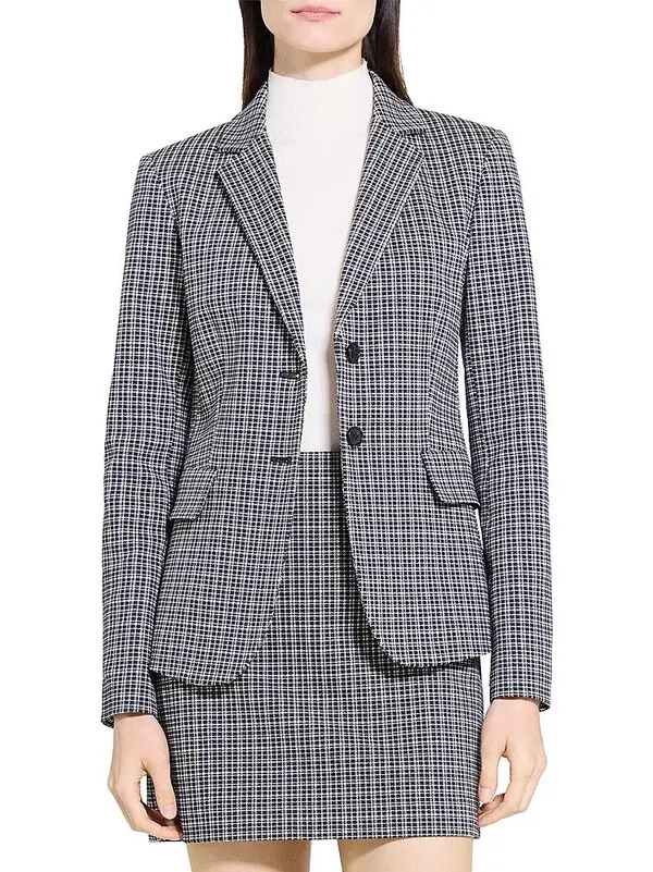 Theory Carissa Plaid Blazer - Almond Multi