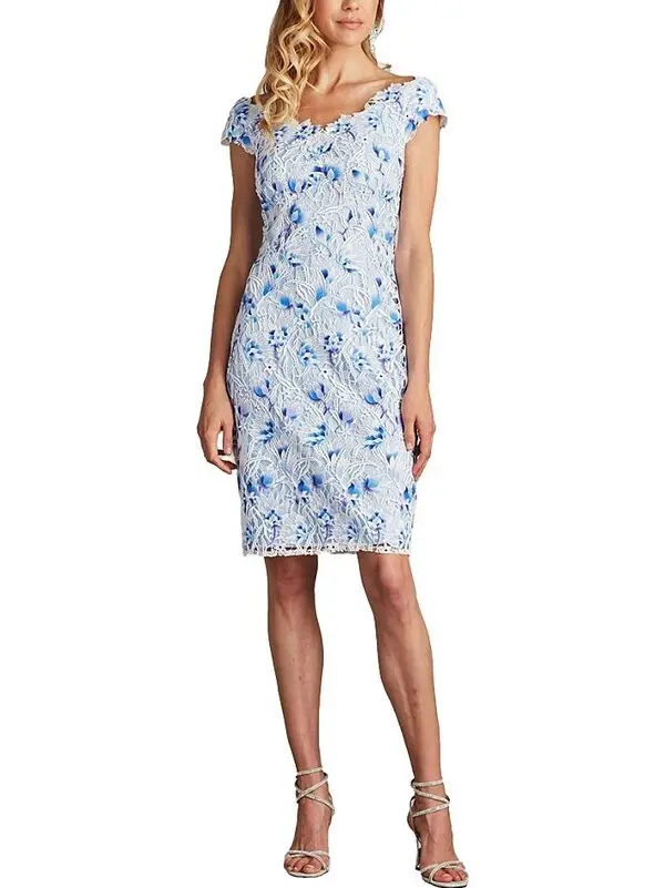 Tadashi Shoji Arid 3d Floral Embroidered Dress - Blue