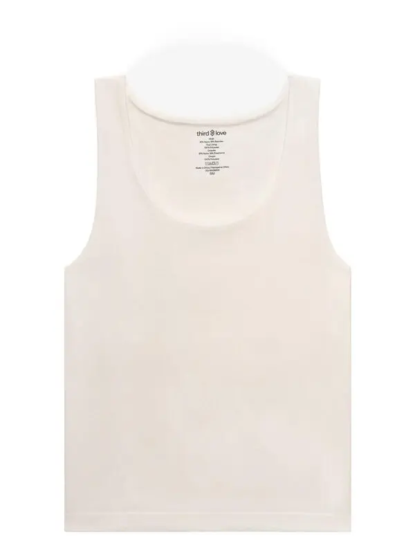 THIRDLOVE Seamless Stretch Cotton Shelf Tank Top - Sea Salt
