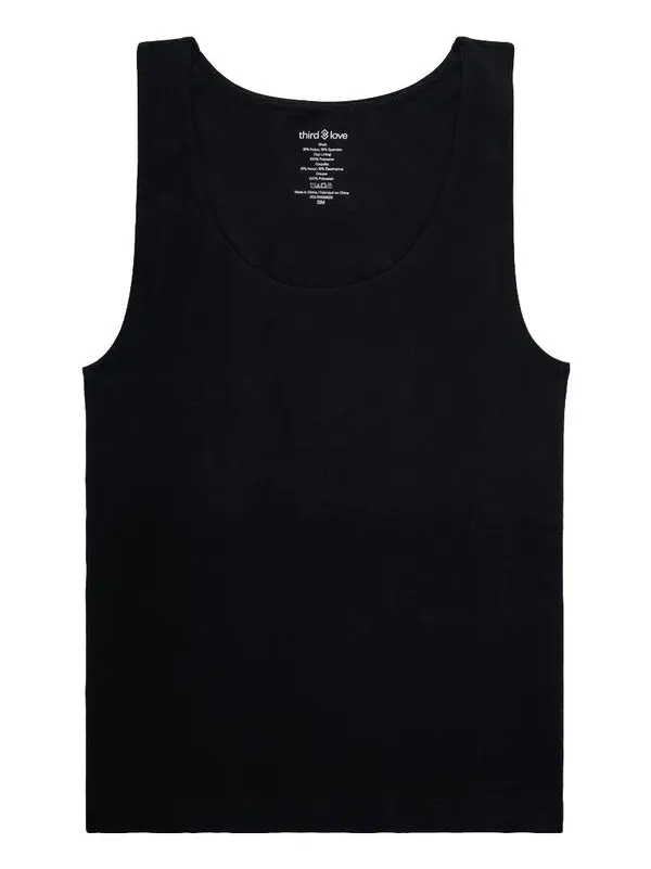THIRDLOVE Seamless Stretch Cotton Shelf Tank Top - Black