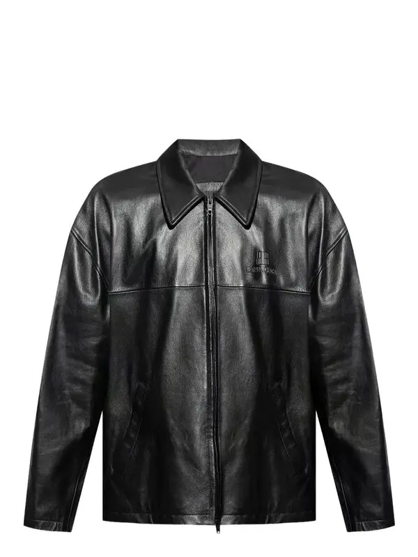 Balenciaga Logo-embossed Leather Jacket - 1000 Black