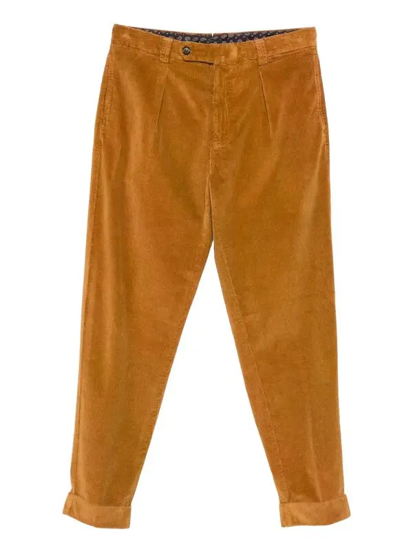 BERWICH Pleated Corduroy Trousers - Brown