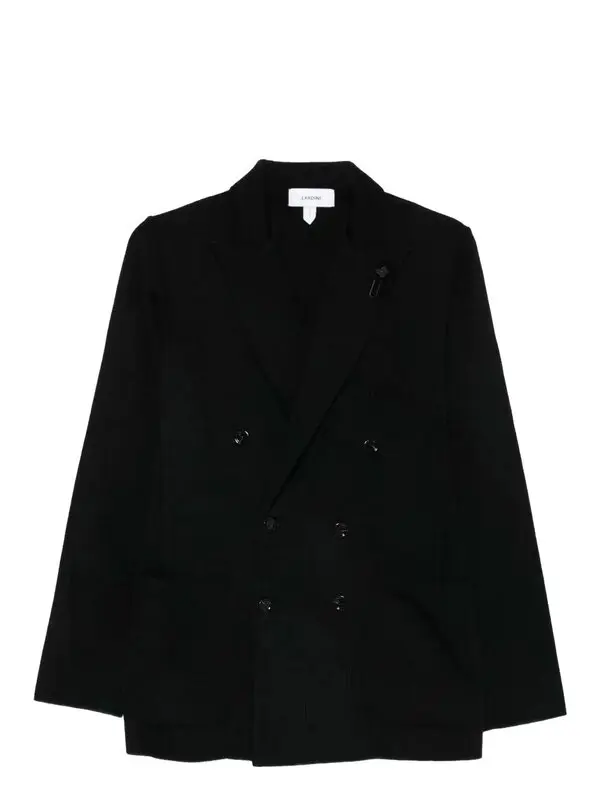 LARDINI Double-breasted Wool Jacket - Black