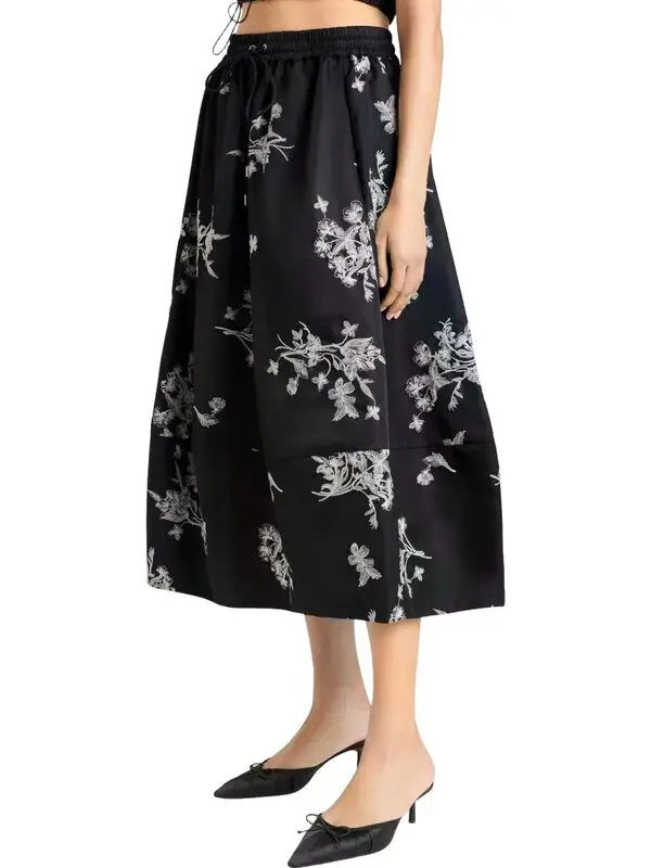 Cinq À Sept Floral-print Sirani Skirt - Black