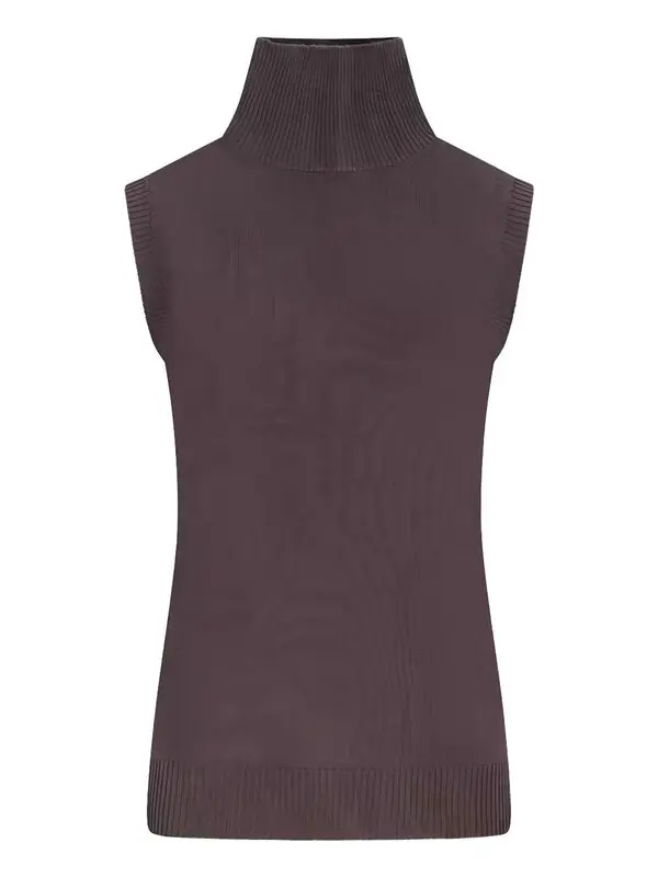 Sportmax Vertigo Turtleneck Sleeveless Top - Brown