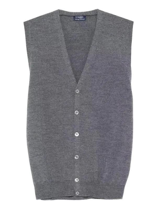BARBA NAPOLI V-neck Buttoned Vest - Grey