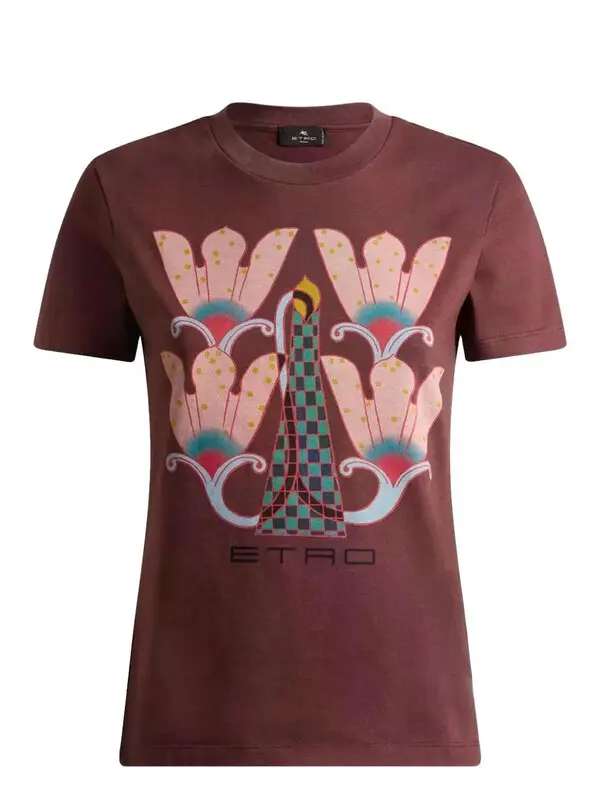 Etro Floral-print Graphic T-shirt - Brown