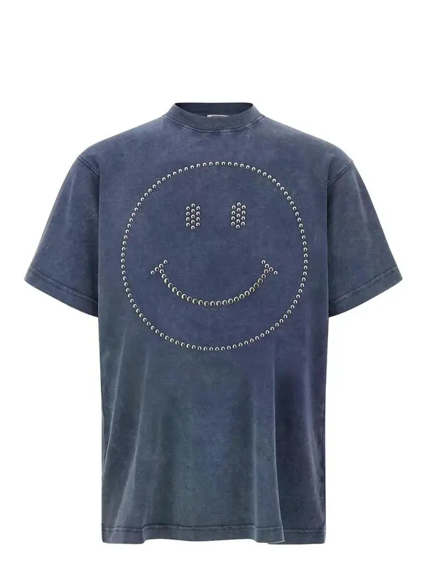 Moschino Stud-embellished Smiley T-shirt - Blue