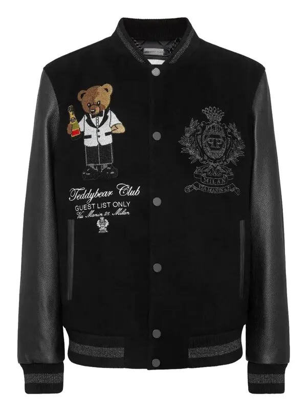 Philipp Plein Teddy Stones Embellished Teddy Bear Jacket - Black