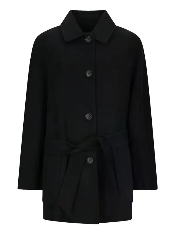 Max Mara Lembi Belted Buttoned Coat - Black
