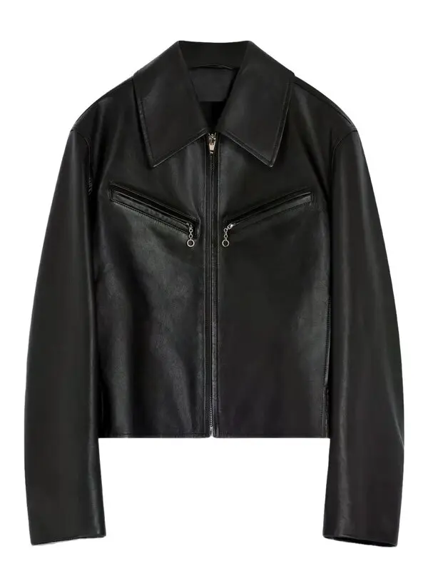 LEMAIRE Zip-front Leather Jacket - Brown