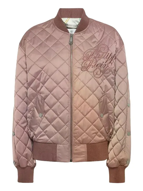 Philipp Plein Quilted Embroidered Bomber Jacket - Pink