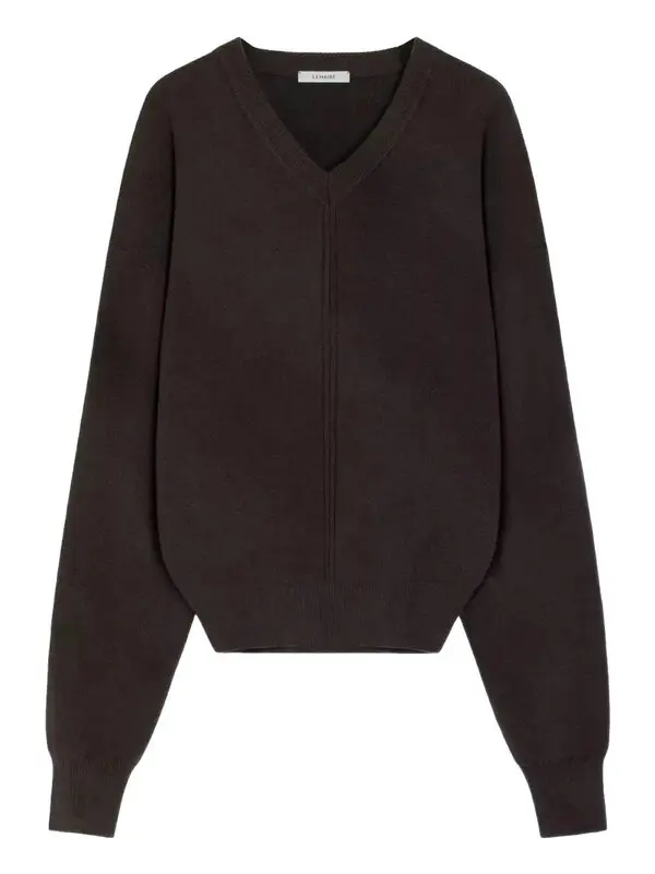 LEMAIRE V-neck Long Sleeve Sweater - Brown