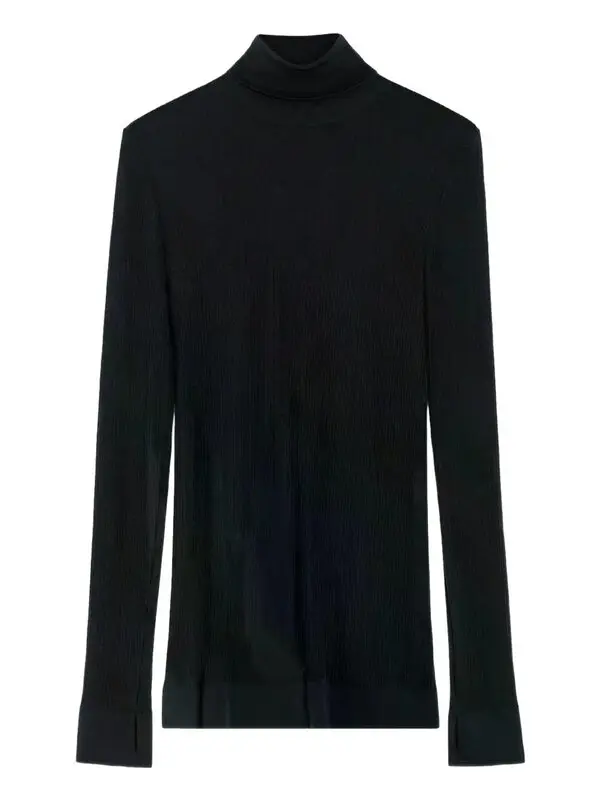 LEMAIRE Ribbed High-neck Top - Black