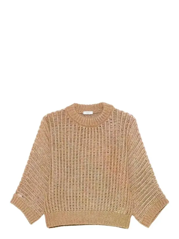 Peserico Open-knit Crew-neck Sweater - Neutrals