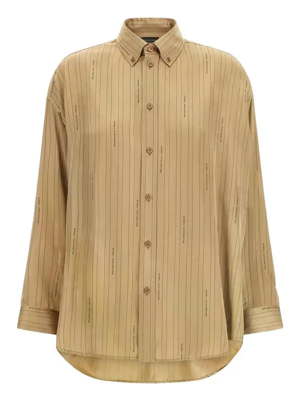 Balenciaga Logo-striped Shirt - Neutrals