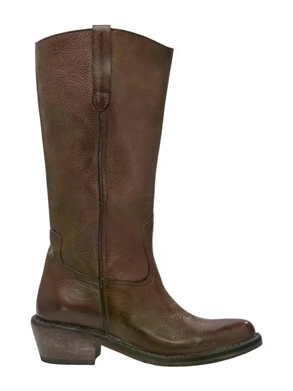 Moma Leather Cowboy Boots - Brown