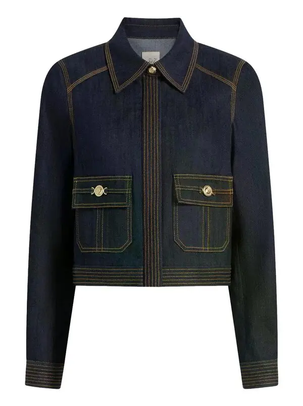 Cinq À Sept Contrast-stitch Denim Jacket - Blue