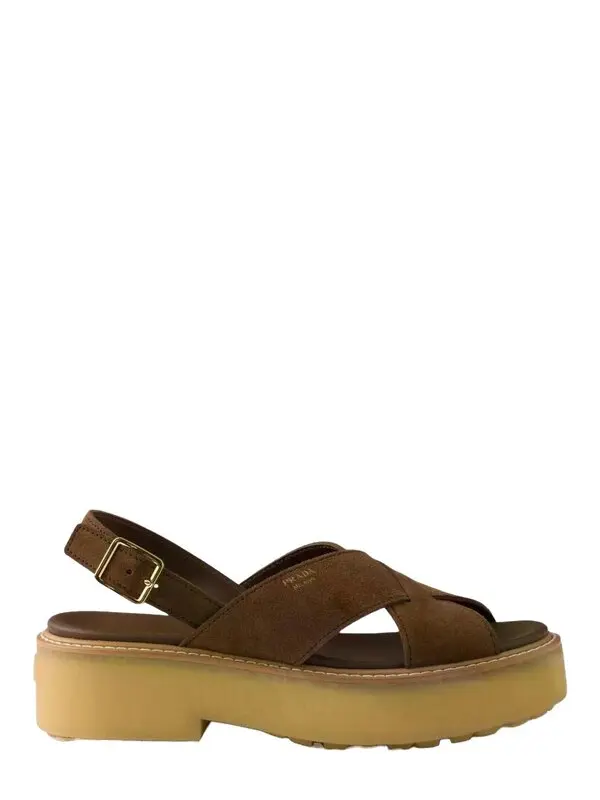Prada 60mm Buckle-strap Platform Sandals - Brown