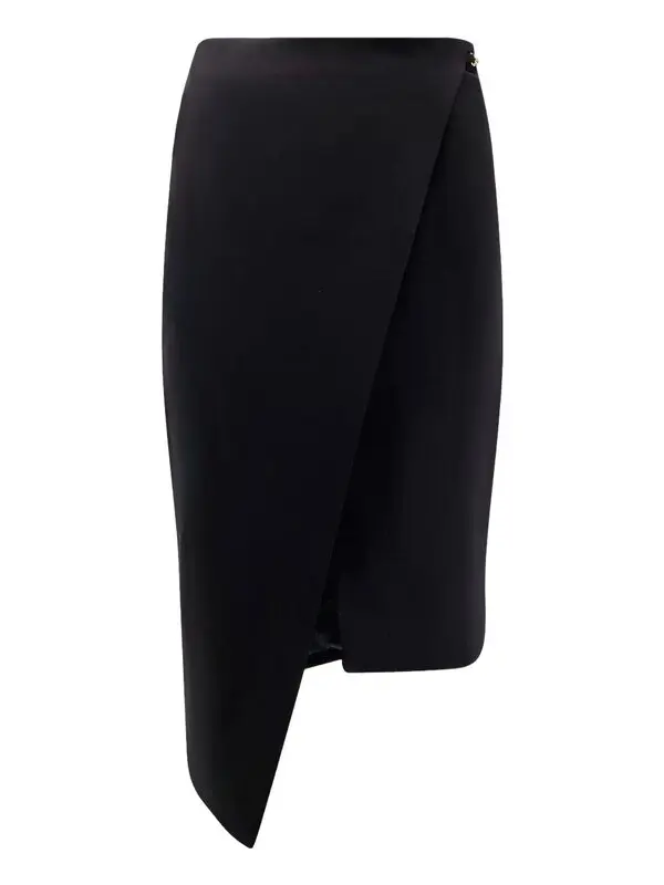 Elisabetta Franchi Asymmetric Midi Skirt With Crystal Embellishments - Black