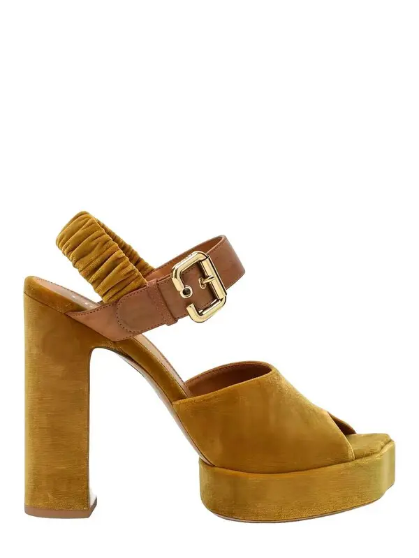 Chloé 95mm Aria Platform Sandals - Yellow