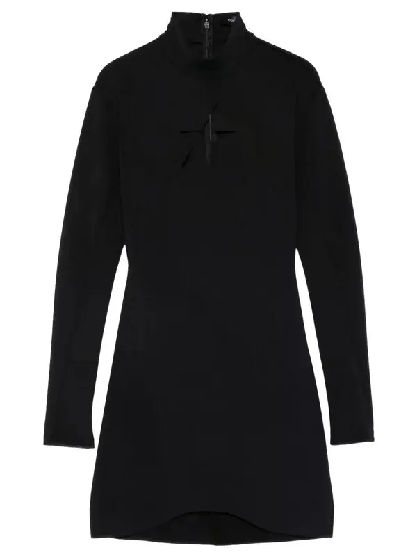 MUGLER Keyhole-neck Long-sleeve Dress - Black