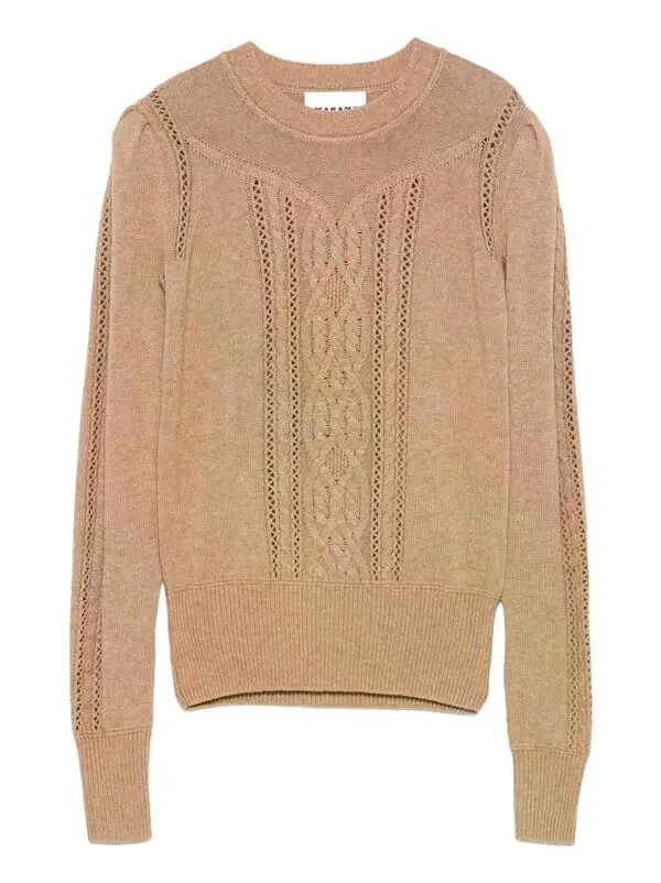 MARANT ETOILE Cable-knit Puff-sleeve Sweater - Neutrals