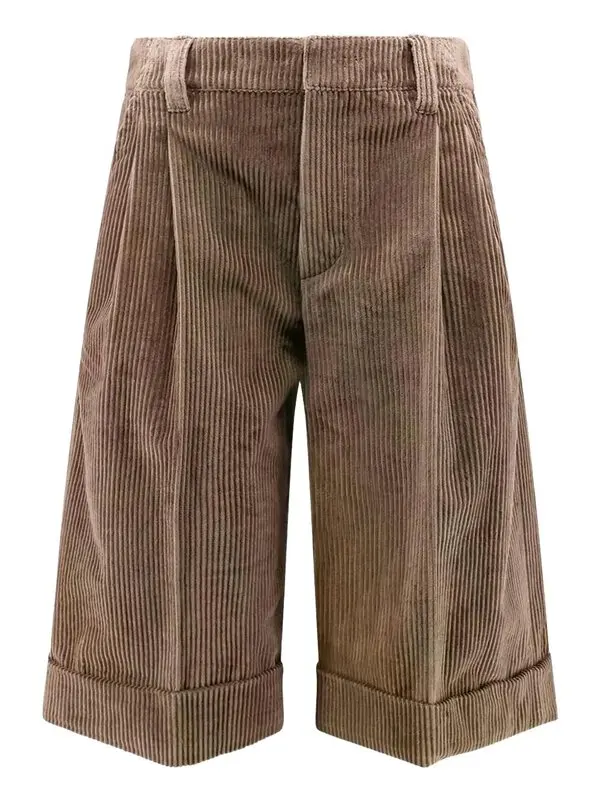 Brunello Cucinelli Pleated Corduroy Shorts - Brown