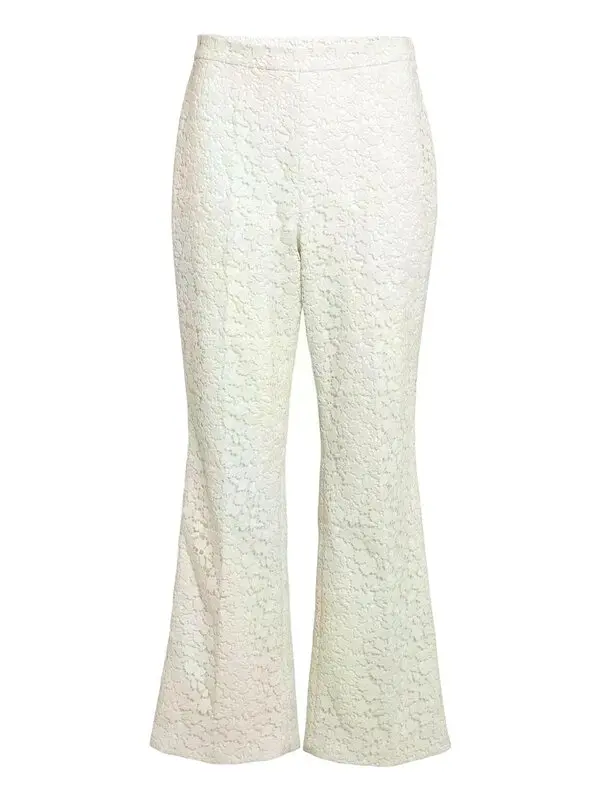 Giambattista Valli Floral Macramé Flared Trousers - White