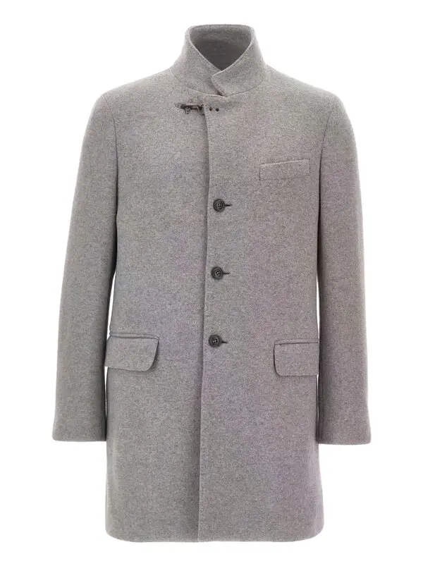 FAY Stand-collar Flap-pocket Coat - Grey