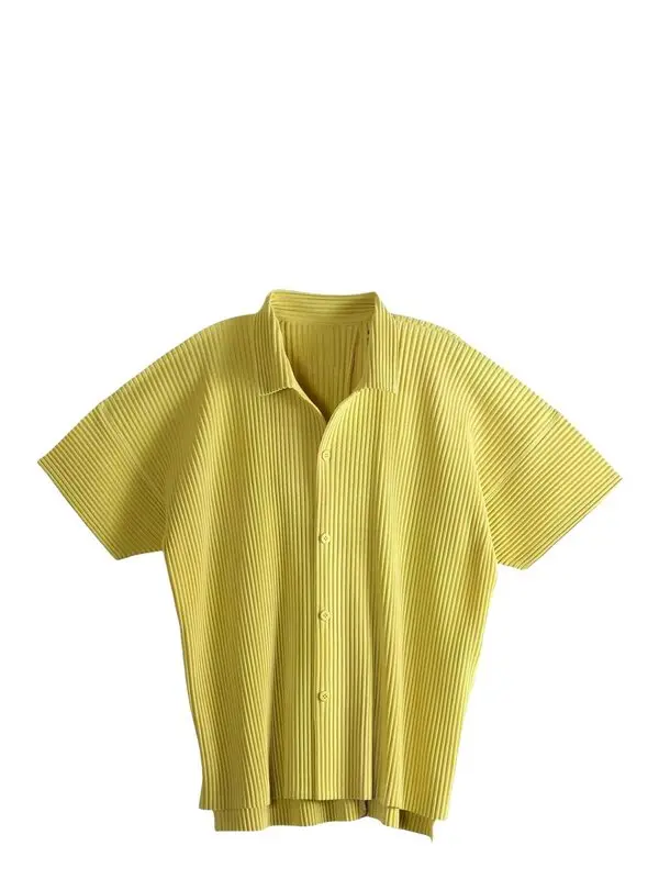 Issey Miyake Pleated Short-sleeve Shirt - Yellow