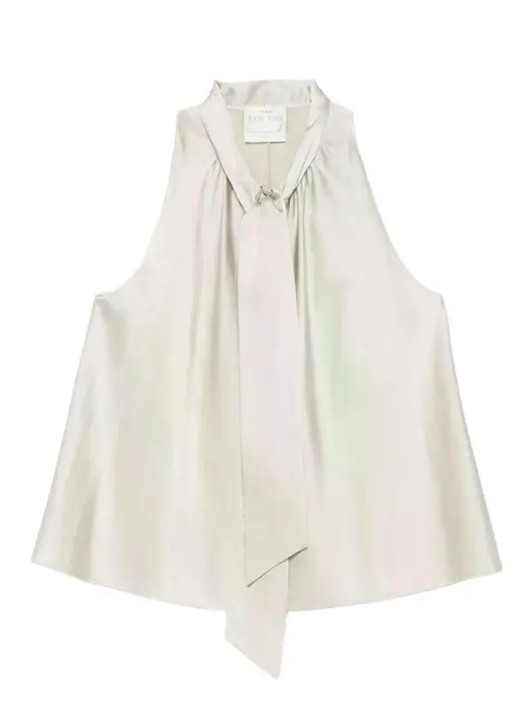 FORTE_FORTE Bow-tie Satin Top - Neutrals