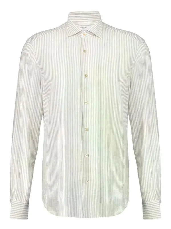 Boglioli Striped Cotton-linen Blend Shirt - Neutrals